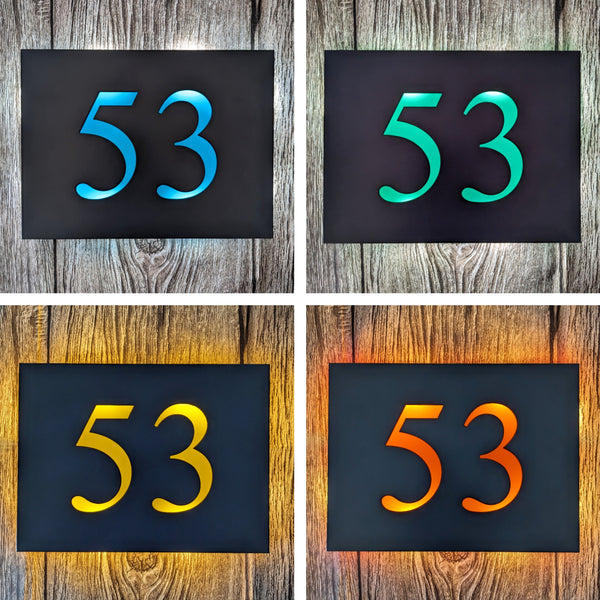 LED House Number Plaque - Colour Options - Times New Roman ...